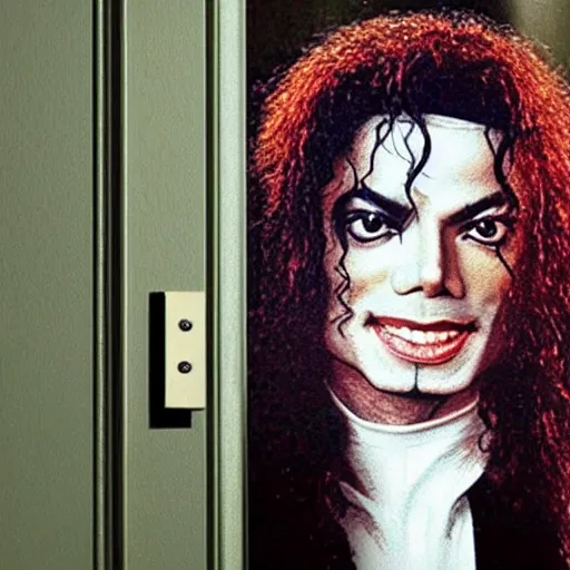 a photo of a door, michael jackson hiding inside a box | Stable ...