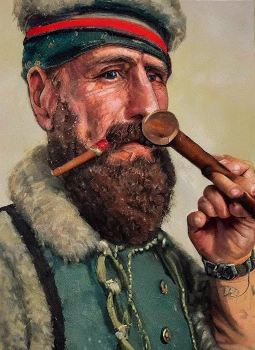 A portrait of a single Soviet tankman with a short | Stable Diffusion ...