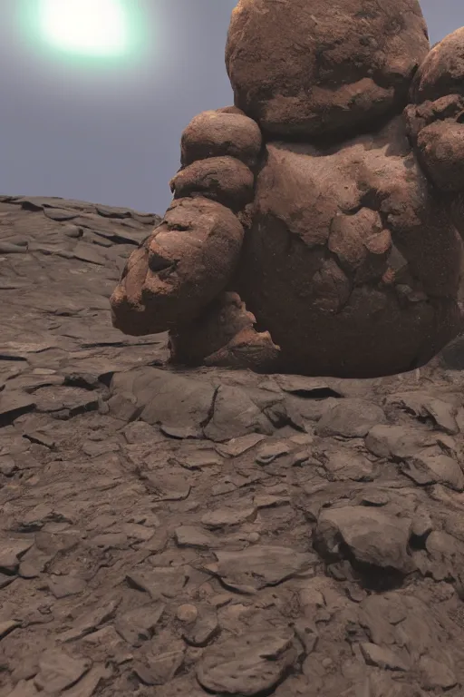 a chunky ground brown rock golem, unreal engine, path | Stable ...