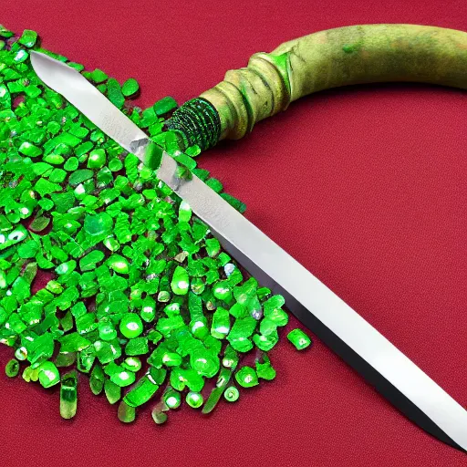 Sword made out of green crystals Real life, 4k | Stable Diffusion