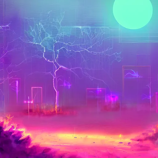 cyber flower at the desert landscape at the night | Stable Diffusion ...