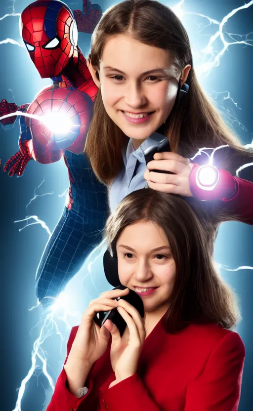 girl talking on a phone, in business clothes, marvel | Stable Diffusion ...