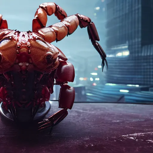 a humanoid cyberpunk shrimp god, evil, villain, | Stable Diffusion ...