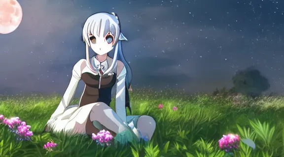 Chaika sitting in a field of Ghibli Clover | Big Moon | Stable ...