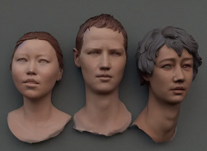 people made of plastic and clay 3 d portrait face, | Stable Diffusion ...