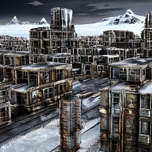 highly detailed urban landscape, decay, antarctica, | Stable Diffusion ...
