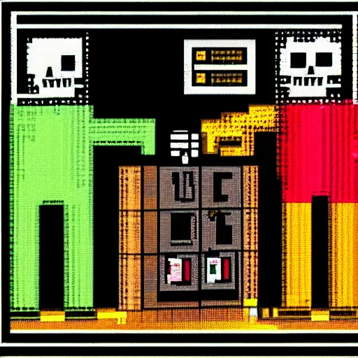 a pixel - art image of a zombie high fiving a skeleton | Stable ...