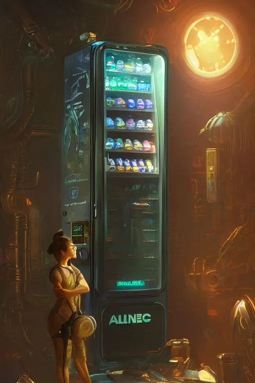 alien tech vending machine with magic potions inside, | Stable ...