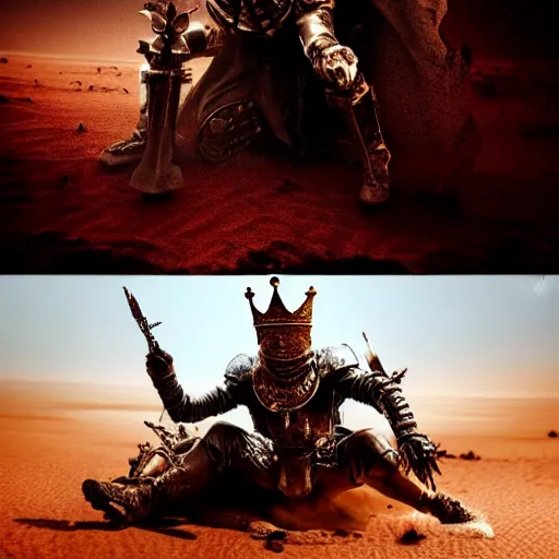 the king in the desert dead on the ground, blood on | Stable Diffusion ...