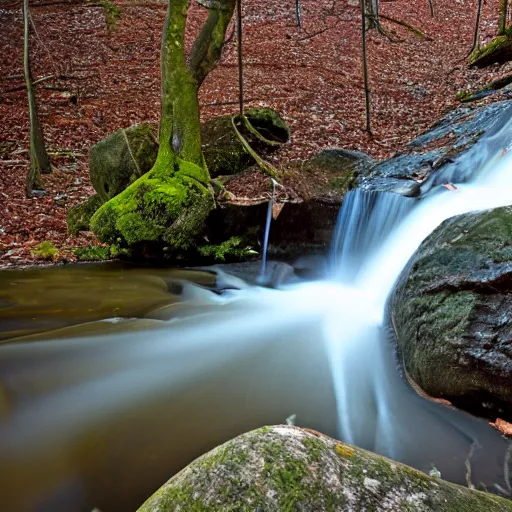A River Flowing With Waterfall 30 Second Shutter Speed Stable