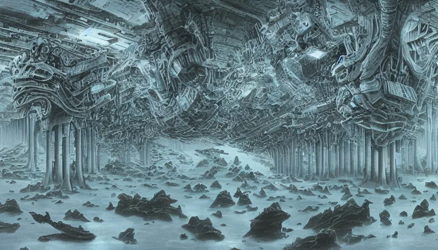 the depths of a vast artificial world with massive | Stable Diffusion ...