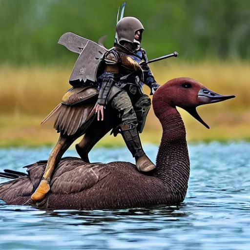 crusader riding a canadian goose into battle | Stable Diffusion | OpenArt