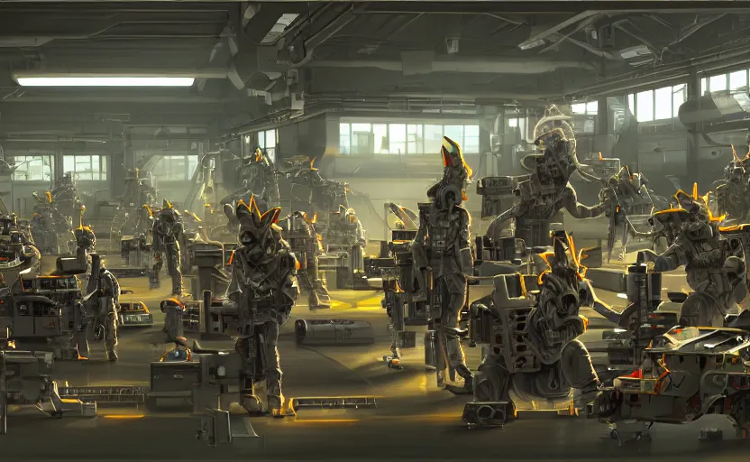 epic scenic shot, highly detailed weapons laboratory, | Stable ...