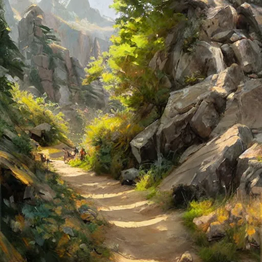 Time to climb the mountain path, an expressive oil | Stable Diffusion ...