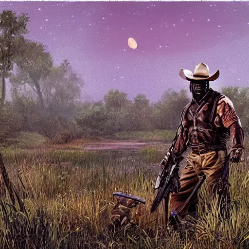 the predator hunting a cowboy in the Louisiana bayou | Stable Diffusion ...