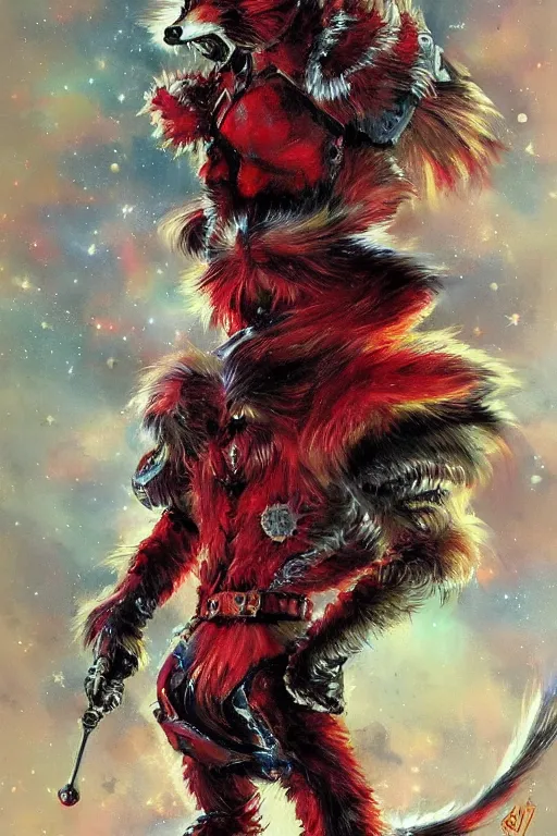 a cosmic furry fox knight in crimson armor in the | Stable Diffusion ...