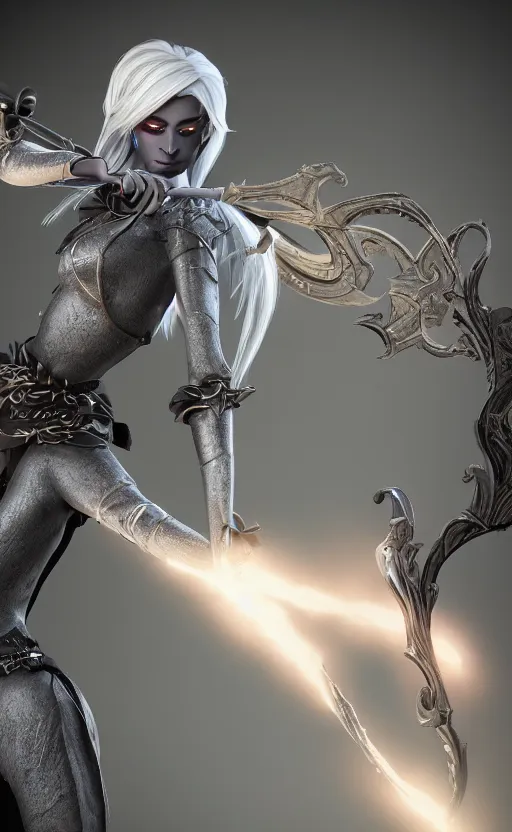 beautiful silver hair female dark elf drow, wielding a | Stable Diffusion | OpenArt