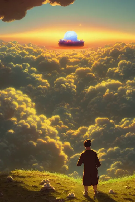 a highly detailed matte painting of a man on a hill | Stable Diffusion ...