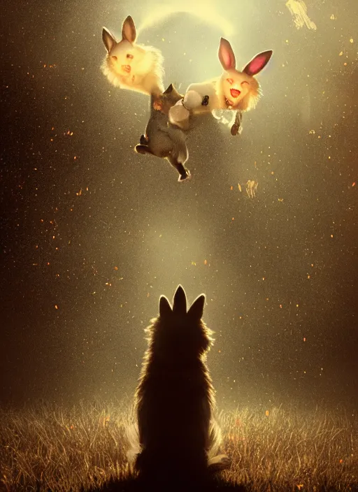 the wolf loves the rabbit, love, anime, detailed, | Stable Diffusion