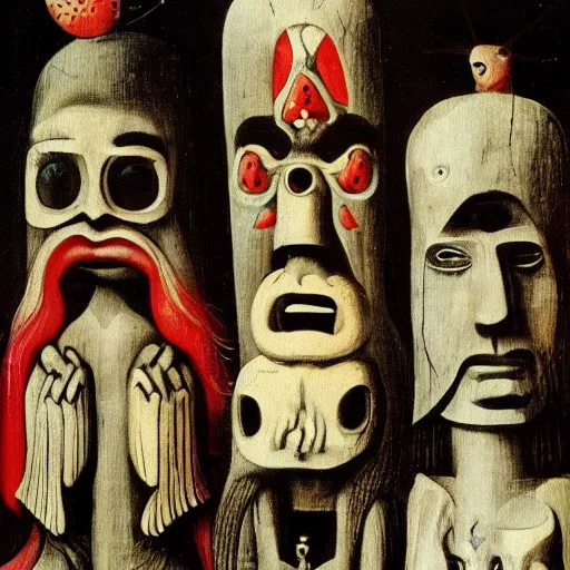 Hieronymus Bosch esoteric totem poles | Stable Diffusion | OpenArt