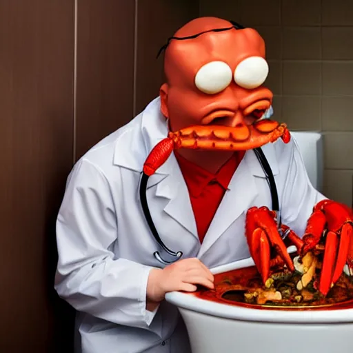 doctor insane cream man with the head of a lobster | Stable Diffusion ...