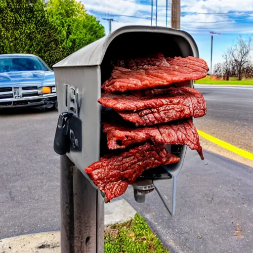 beef jerky sticking out of a mailbox, photography, | Stable Diffusion ...