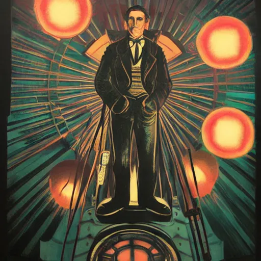 bioshock disco king Nikola Tesla atop the elevator | Stable Diffusion ...