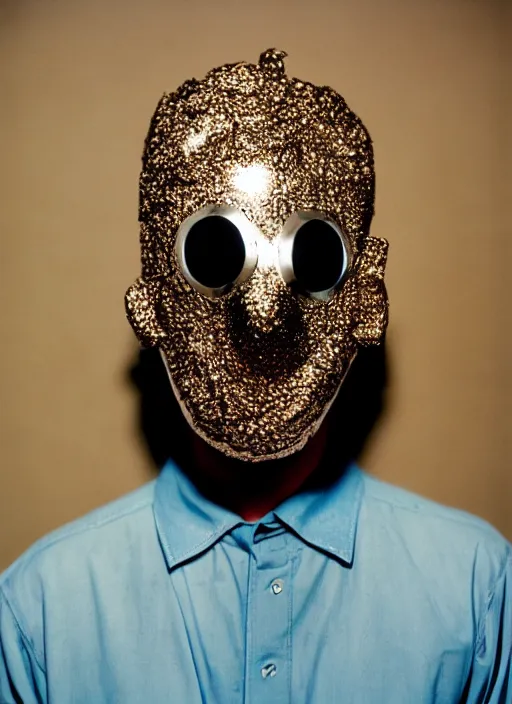 a fashion portrait photograph of a man wearing a metal | Stable Diffusion