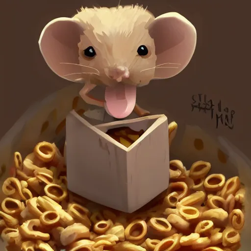 tiny rat living inside cereal box, digital art, | Stable Diffusion