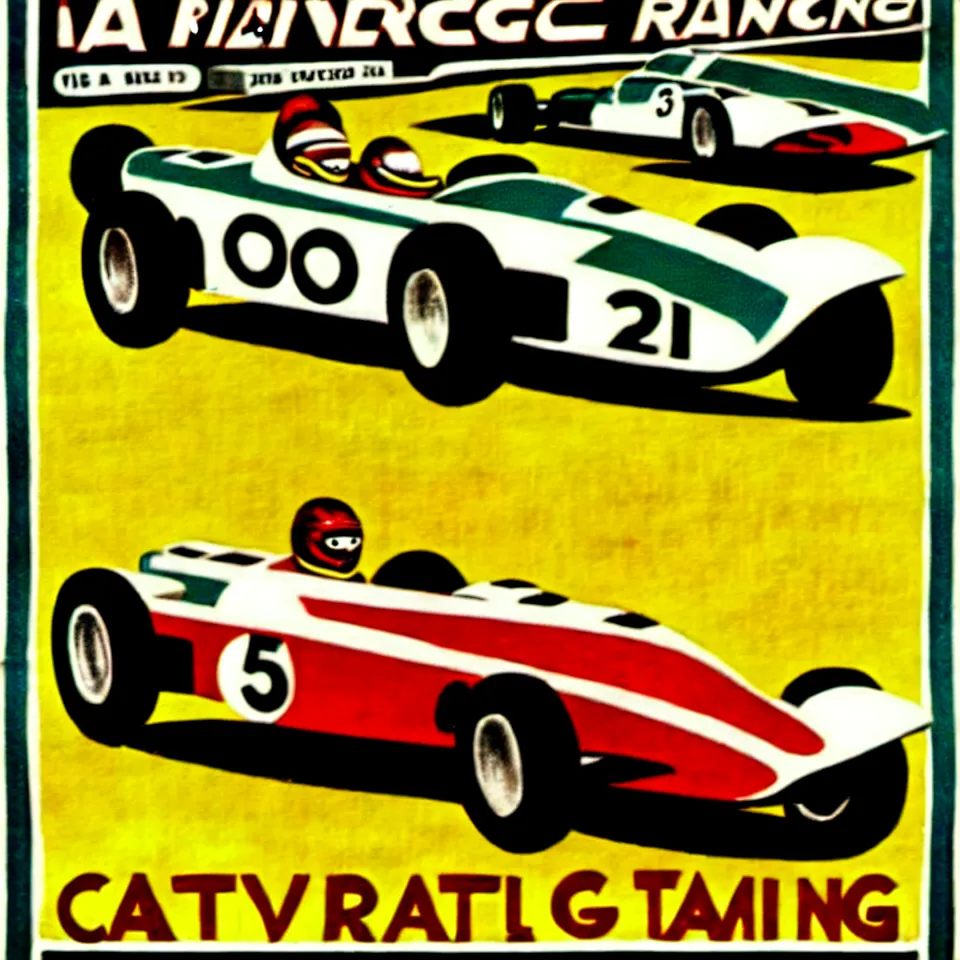 a vintage poster of a car racing | Stable Diffusion | OpenArt
