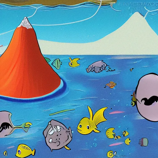 anamorphic cartoon, undersea volcano | Stable Diffusion | OpenArt