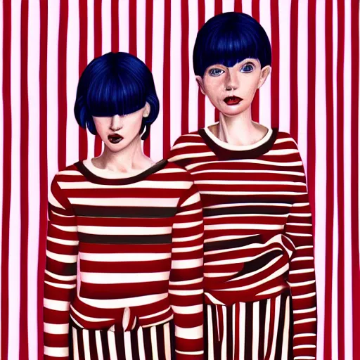 red haired twins wearing striped clothes:: by Martine | Stable ...