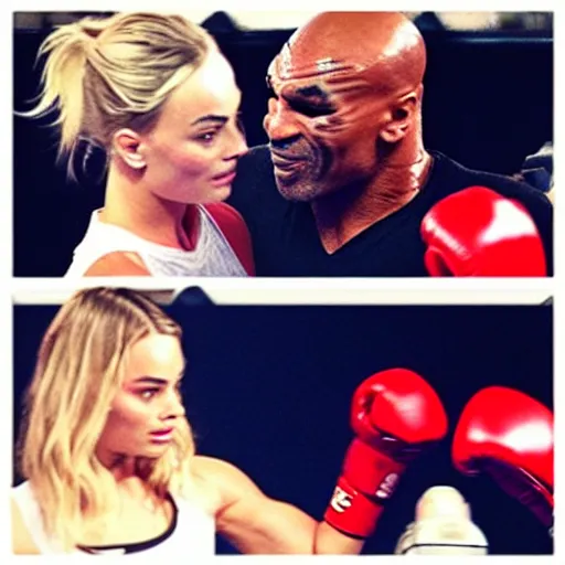 margot robbie boxing with mike tyson ” | Stable Diffusion