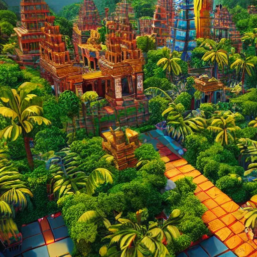 a lush golden aztec city sits in the the heart of the | Stable ...