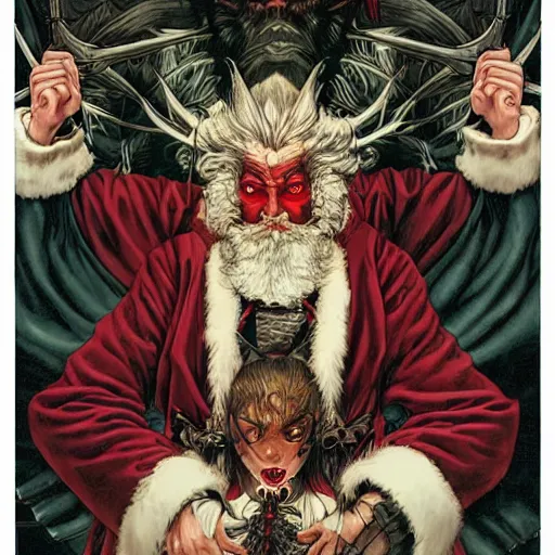 portrait of crazy santa claus as vampire, symmetrical, | Stable Diffusion
