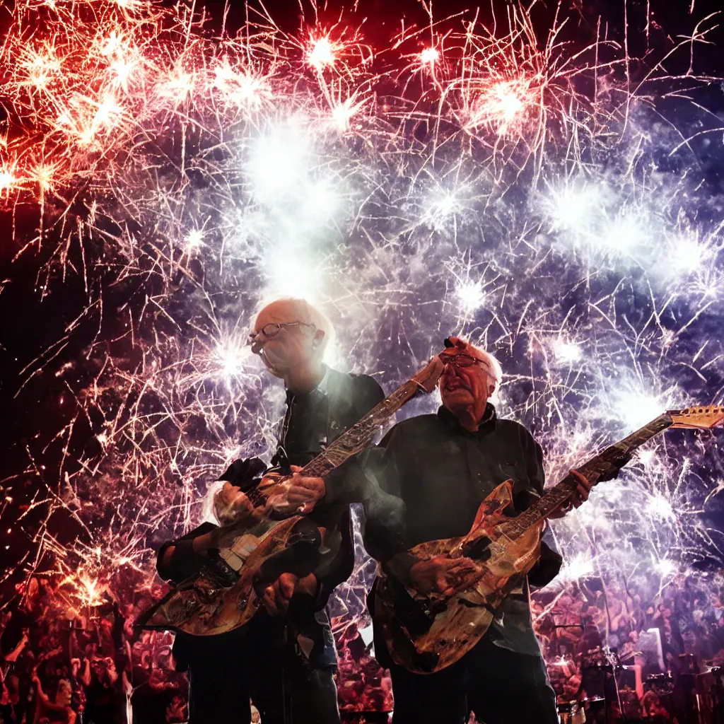 bernie sanders in a metal band shredding the guitar on | Stable Diffusion