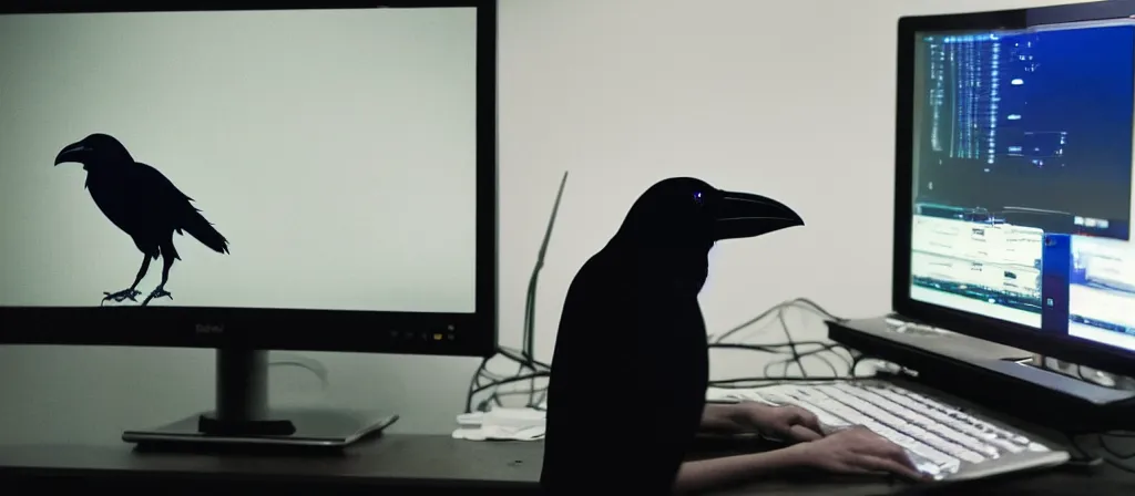 a still of a raven hacking a computer, led lights, | Stable Diffusion | OpenArt