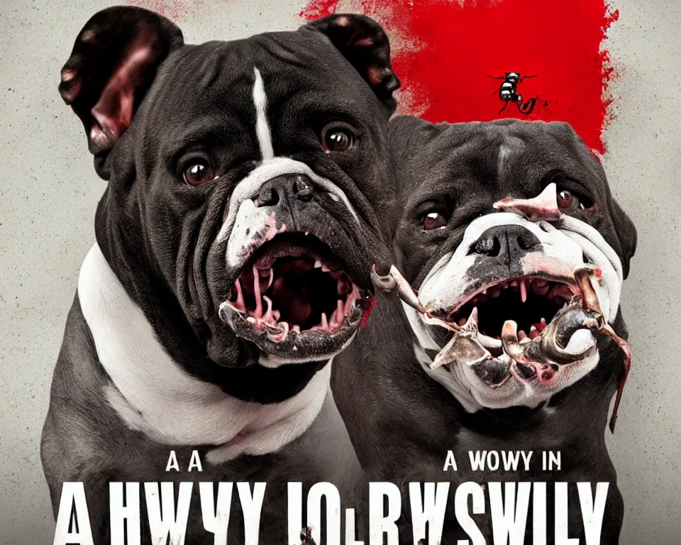 a horror movie poster featuring a scary bull dog | Stable Diffusion ...
