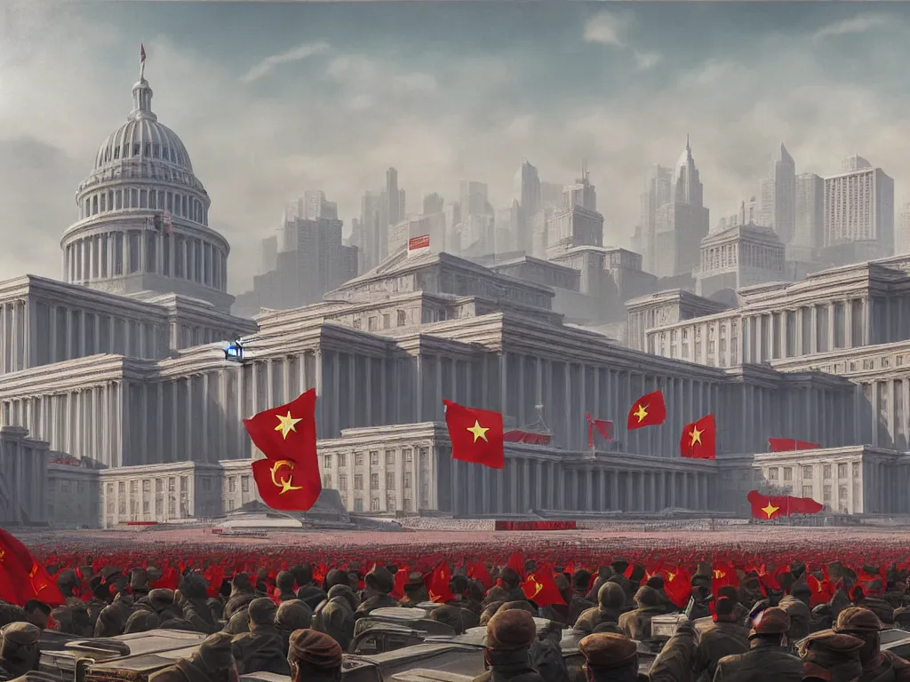 landscape matte painting by fan wennan. communist | Stable Diffusion