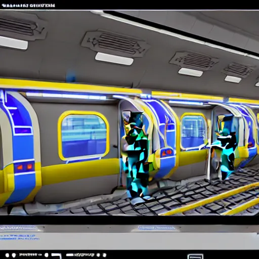 photorealistic pixelart futuristic subway with police | Stable ...