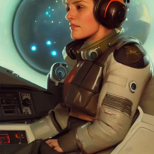 A female spaceship pilot in a cockpit, retro sci-fi, | Stable Diffusion ...