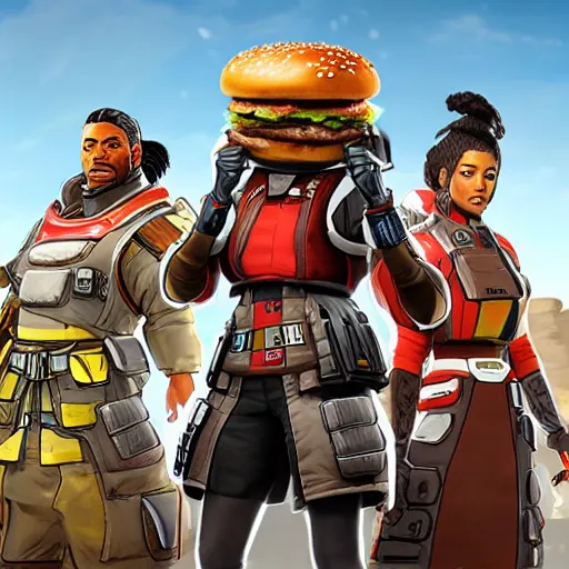 a hamburger as a new apex legends character, | Stable Diffusion | OpenArt