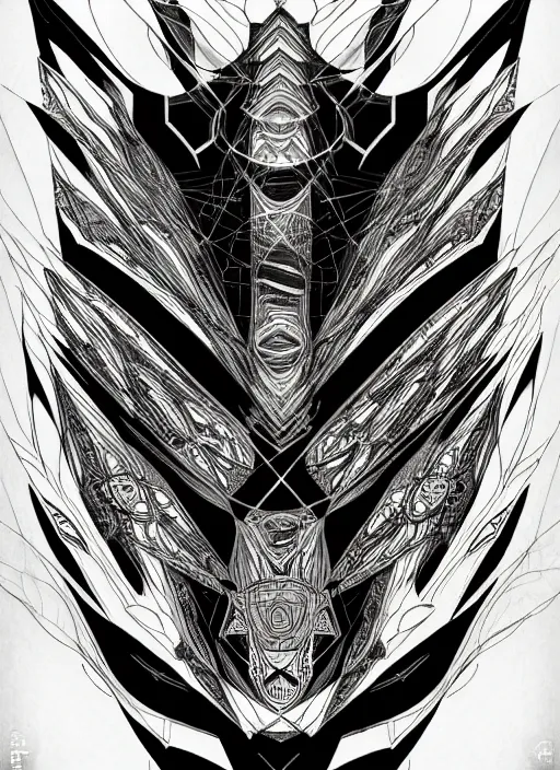 symmetry concpet art, full shot, traditional ink, | Stable Diffusion ...