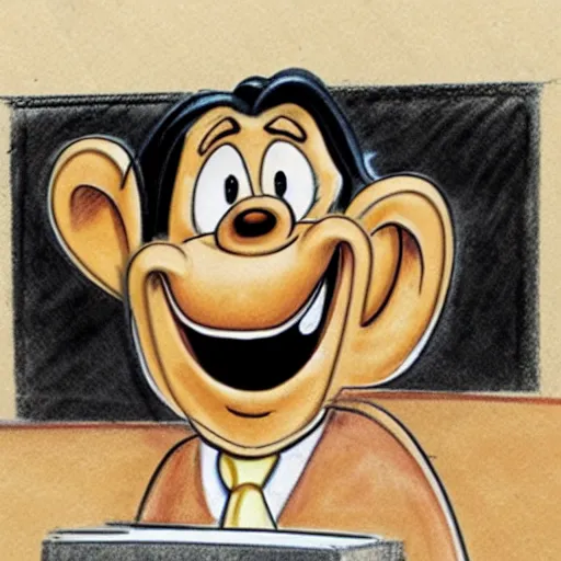 A courtroom Sketch of goofy, at his infamous murder | Stable Diffusion ...