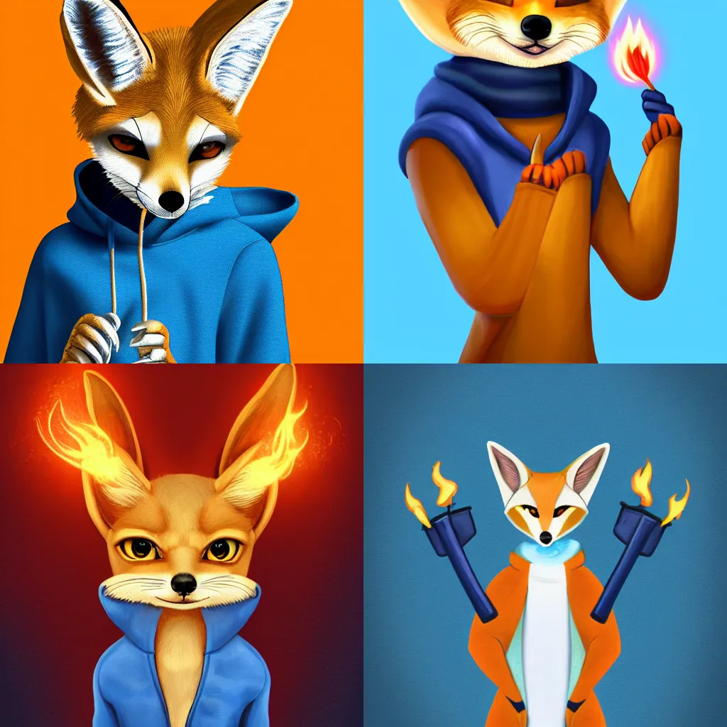 Anthropomorphic fennec fox character wearing a blue | Stable Diffusion ...
