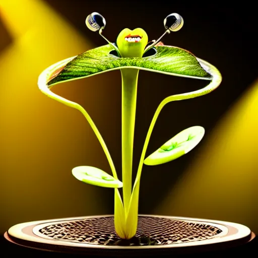 Venus fly trap plant holding a microphone and singing | Stable ...
