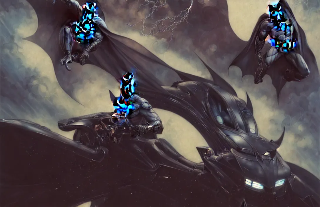 a portrait of batman standing with the batmobile by | Stable Diffusion ...