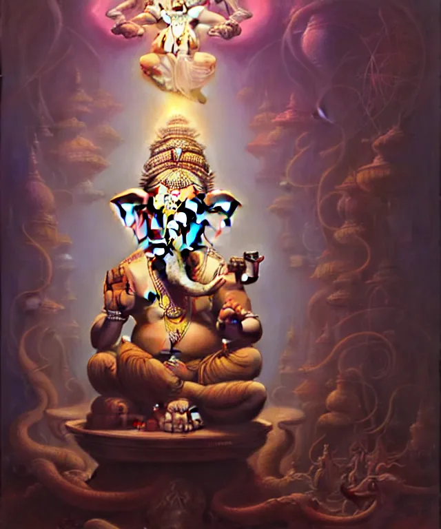 ganesha, futuristic holographic displays in the style | Stable ...