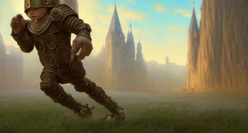 tiny mage running away golem, aqua hair straight bangs | Stable ...