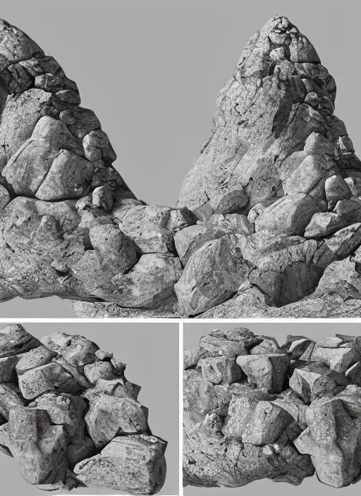 three different angles of a rock formation, concept | Stable Diffusion ...